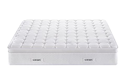 King Size Mattress - 16 Inch Cool Memory Foam & Spring Hybrid Mattress with Breathable Cover - Comfort Plush Euro Pillow Top - Rolled in a Box - Oliver & Smith