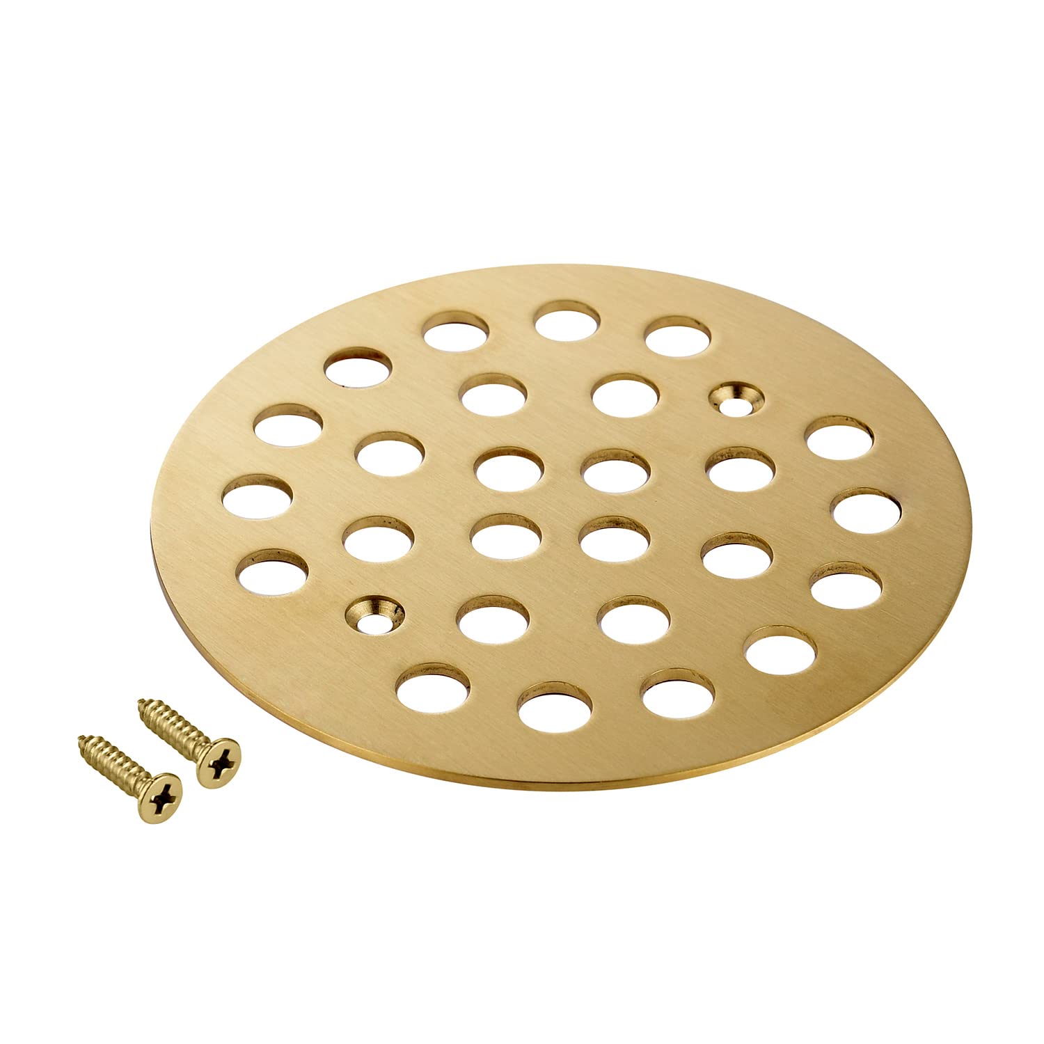 SISEHO Brushed Gold Shower Drain Cover 4 1/4 Inch Round Screw in,Replacement Cover Grill Filter,SUS304 Stainless Steel Brass Surface