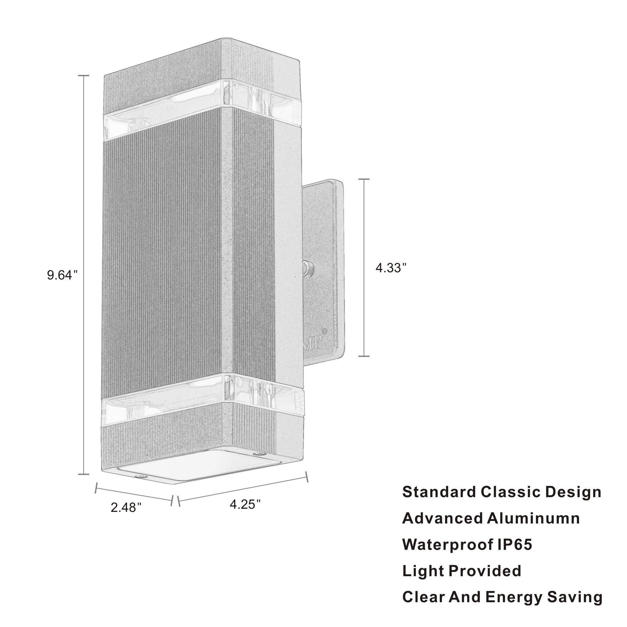 LMP 4 Pack LED Square Up and Down Lights Outdoor Wall Light,Body in Aluminum Waterproof Outdoor Wall Lamps,3000k 5W with Certificate ETL