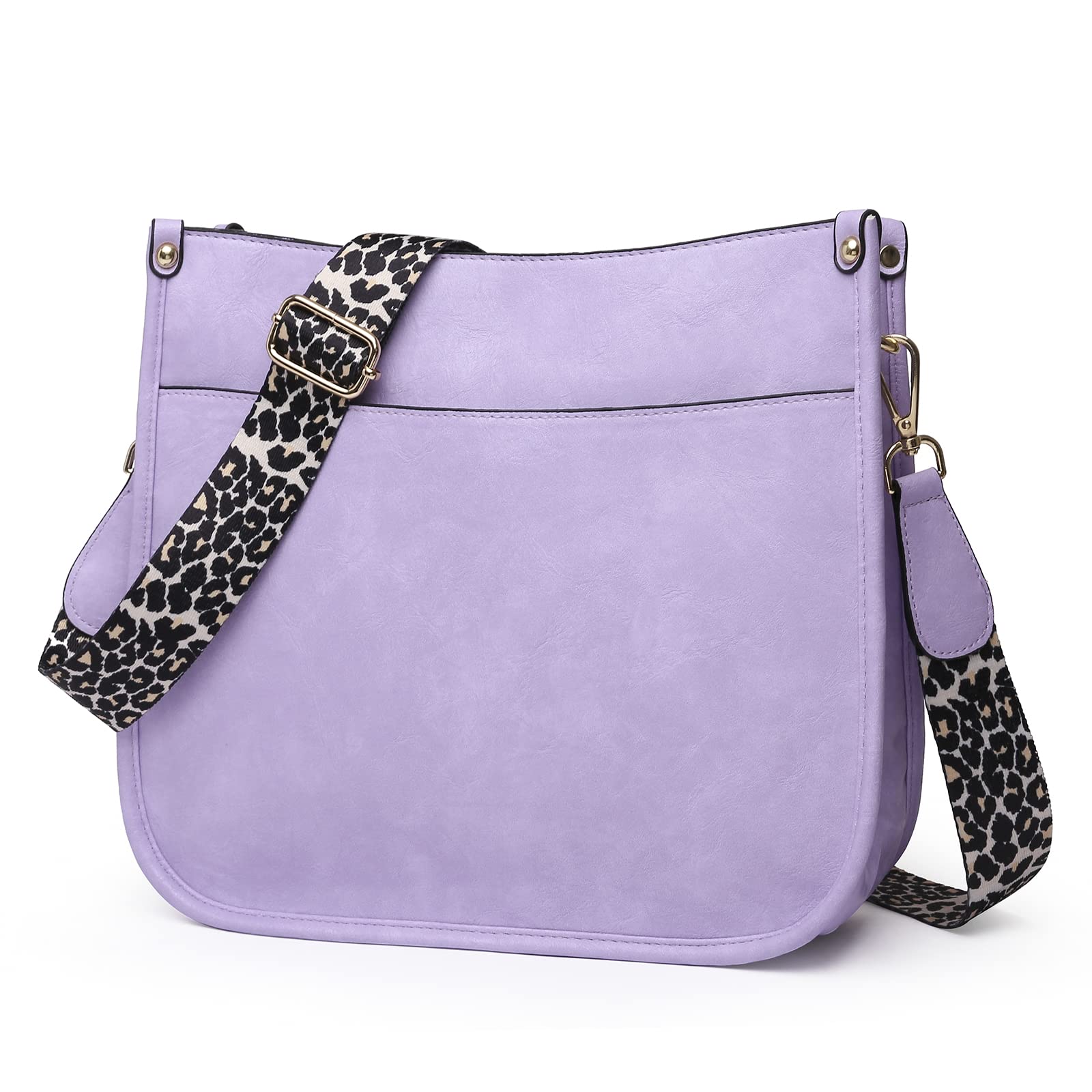 Panymmy Vegan Leather Crossbody for Women Trendy Messenger Shoulder Bag Medium Purses with Adjustable Strap (Lavender)