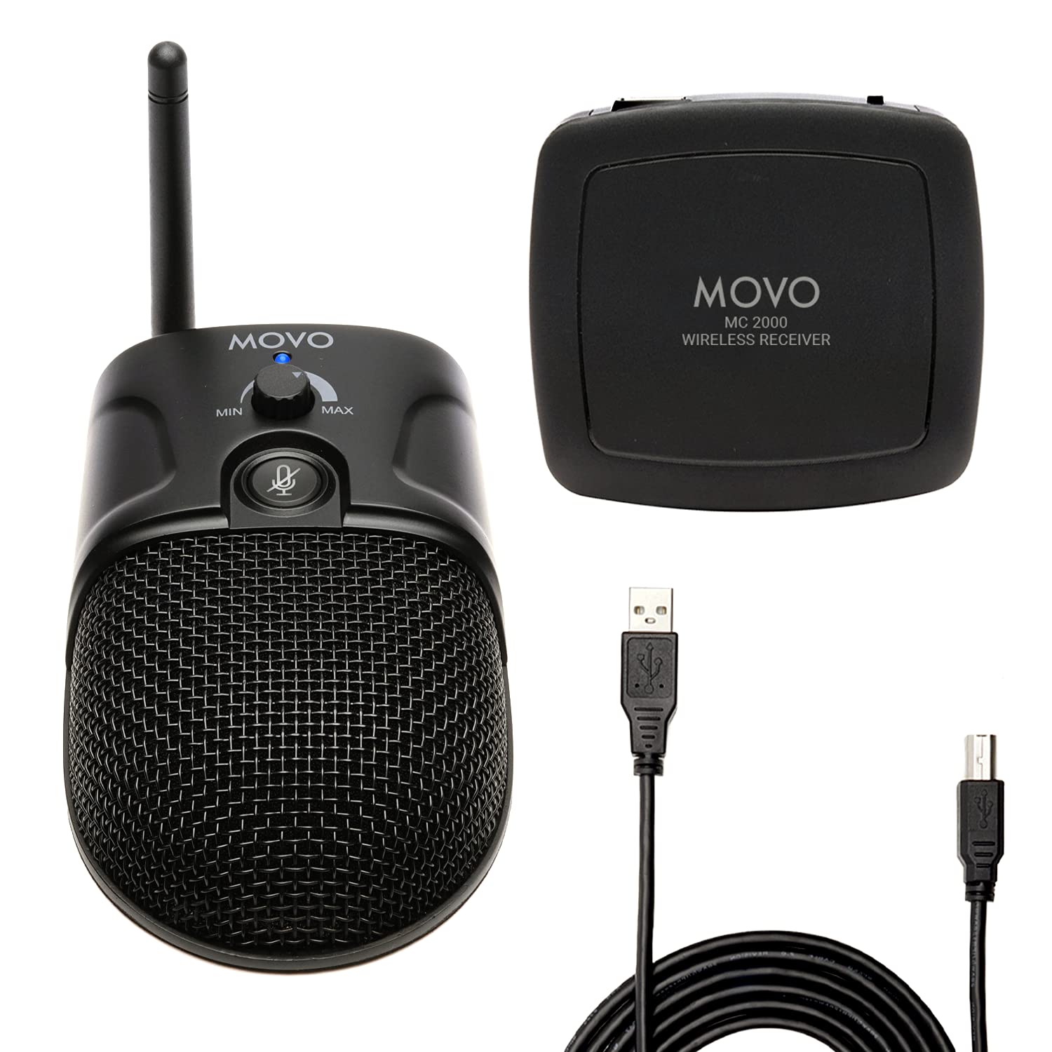Movo MC2000 Wireless Conference Microphone System - USB Wireless Microphone for Computer - Conference Call Microphone for Zoom Meetings - Zoom Microphone for Video Meeting on Mac or PC Setup