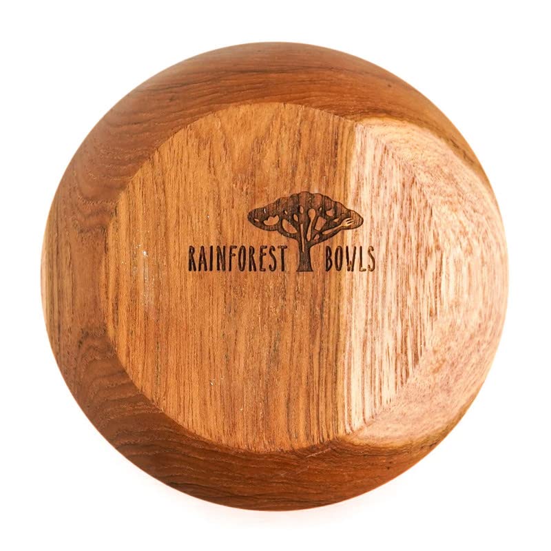 Rainforest Bowls Set of 2 6.5" Wavy Javanese Teak Wood Bowls- Perfect for Daily Use, Hot & Cold Friendly, Ultra-Durable- Exclusive Luxury Custom Design Handcrafted by Indonesian Artisans