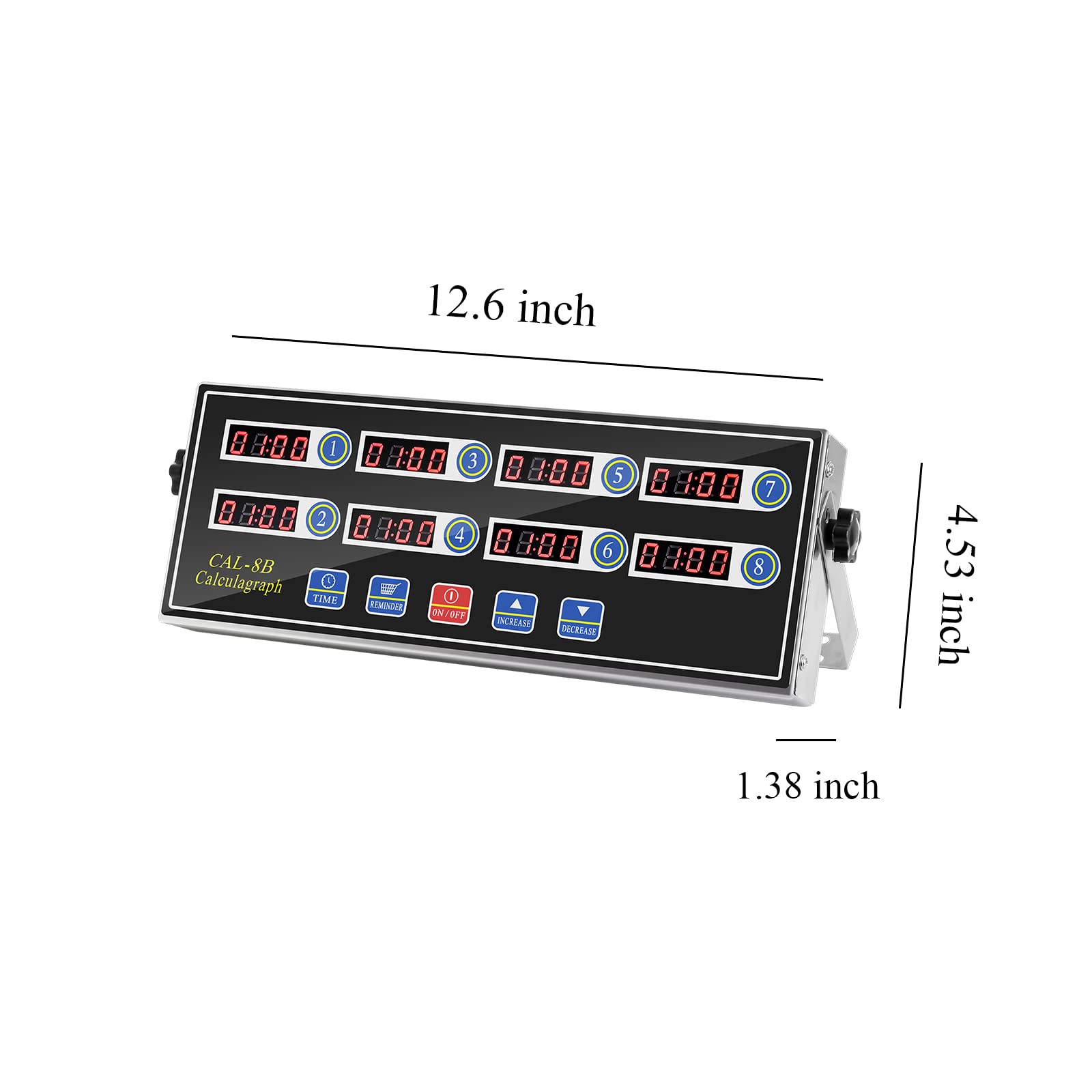 S2SQURE Restaurant Digital Kitchen Timer | 8-Channel | Led Loudly | 8-Group Food Timer | Independent Count Down | Stainless Steel | for Pizza Coffee Fast Food Fries Cooking
