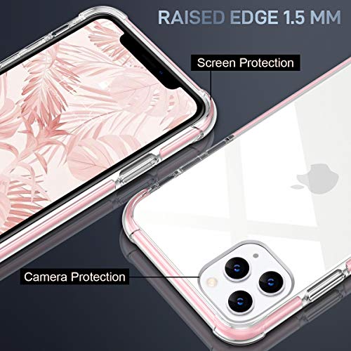 MATEPROX Compatible with iPhone 11 Pro Max Case Clear Heavy Duty Protective Crystal Back Cover with Shockproof Bumper Case for iPhone 11 Pro Max 6.5 (Clear Pink)