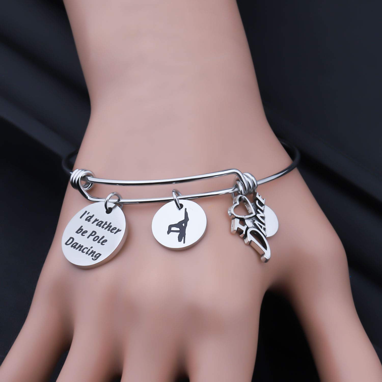 MAOFAED Dance Gift Pole Dancing Gift I’d Rather Be Pole Dacing Bracelet Dancer Gift Pole Dance Coach Gift Dancer Gift (rather pole dancing)