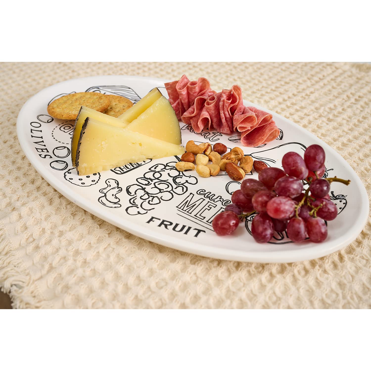 Mud Pie Charcuterie Platter Set, White, 8.5" x 14"