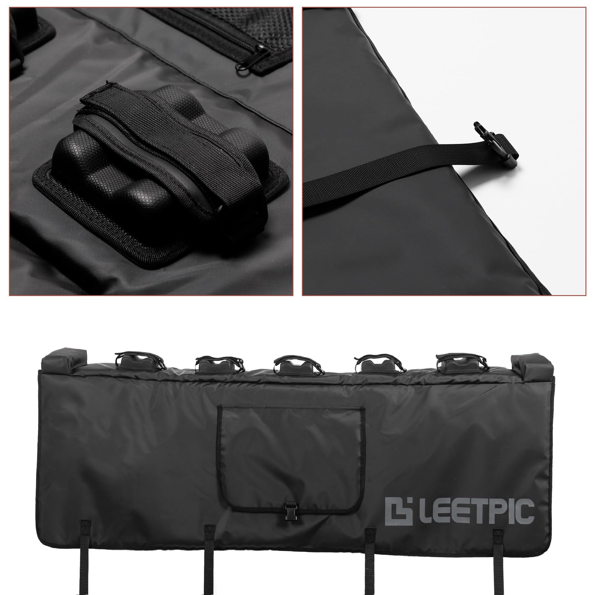 LEETPIC Heavy Duty Outdoors Tailgate Pad for Mountain Bike, Tailgate Protection Pad with Tool Pockets for Medium Size Pickup Trucks Carry up to 5 Bikes