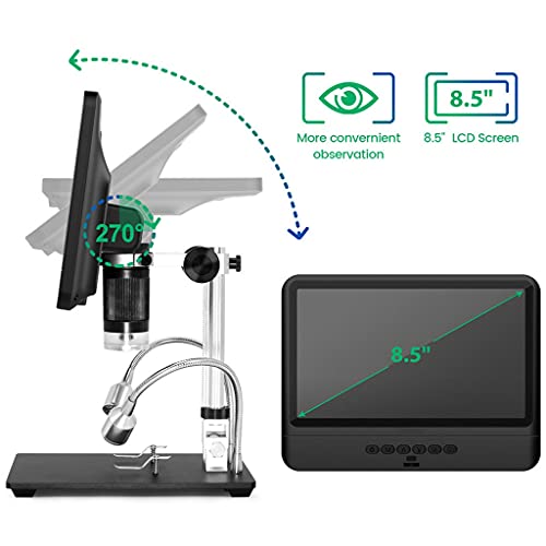 YHUA 8.5 Inch Microscope 1080P Adjustable LCD Display Microscope for Soldering Industrial Maintenance