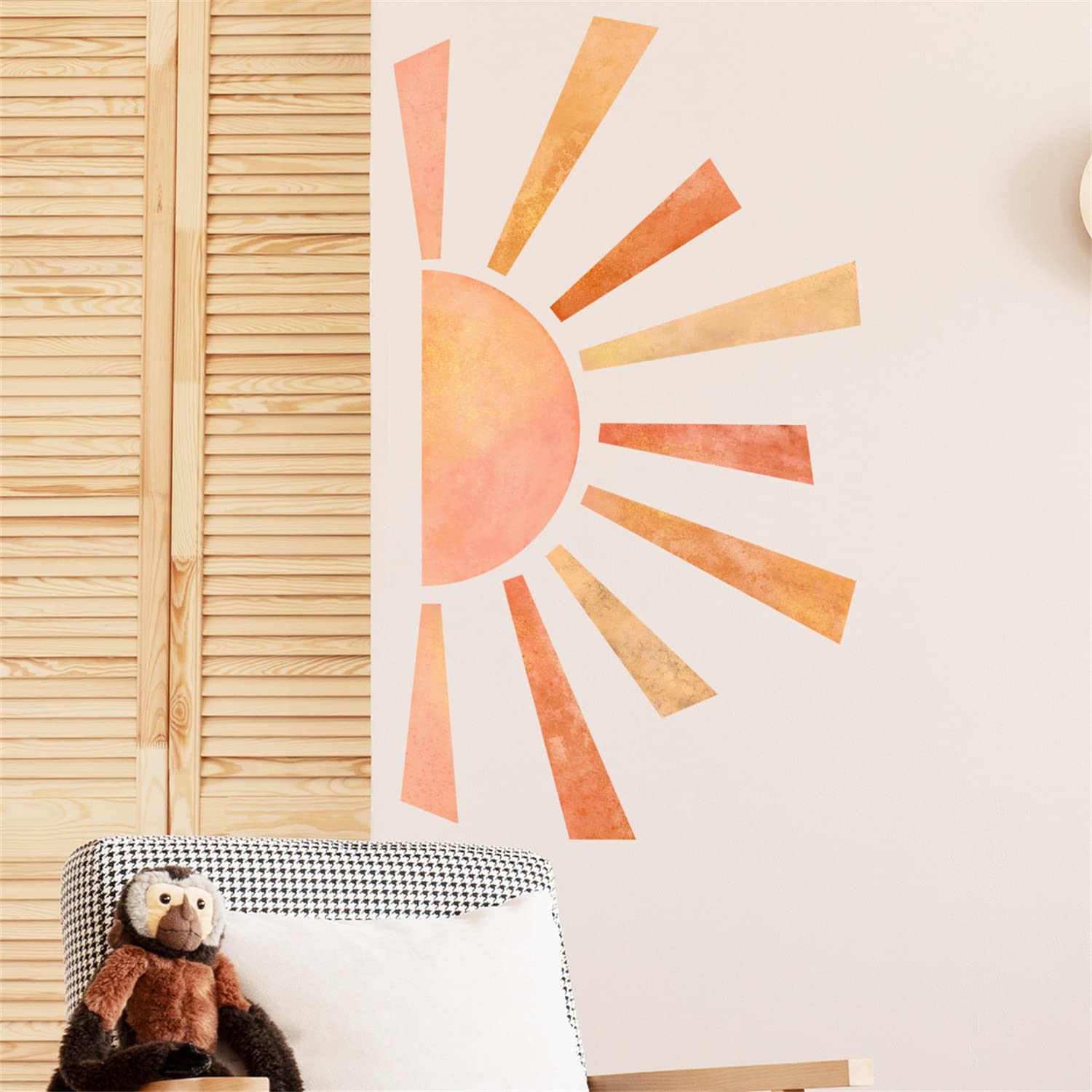 Watercolor Boho Wall Decal, Boho Peel and Stick Sunshine Vinyl Wall Decals for Kids Room Nursery Playroom (Boho1)