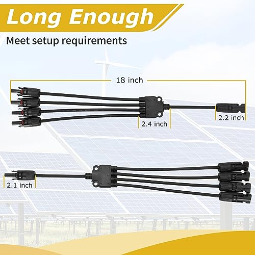 Mokemok Solar Y Branch Connectors,Solar Panel Parallel Connectors,Solar Panel Adapter Cable Tool Kit,Extra Long Solar Panel Parallel Connectors 1 to 4(M/FFFF and F/MMMM)