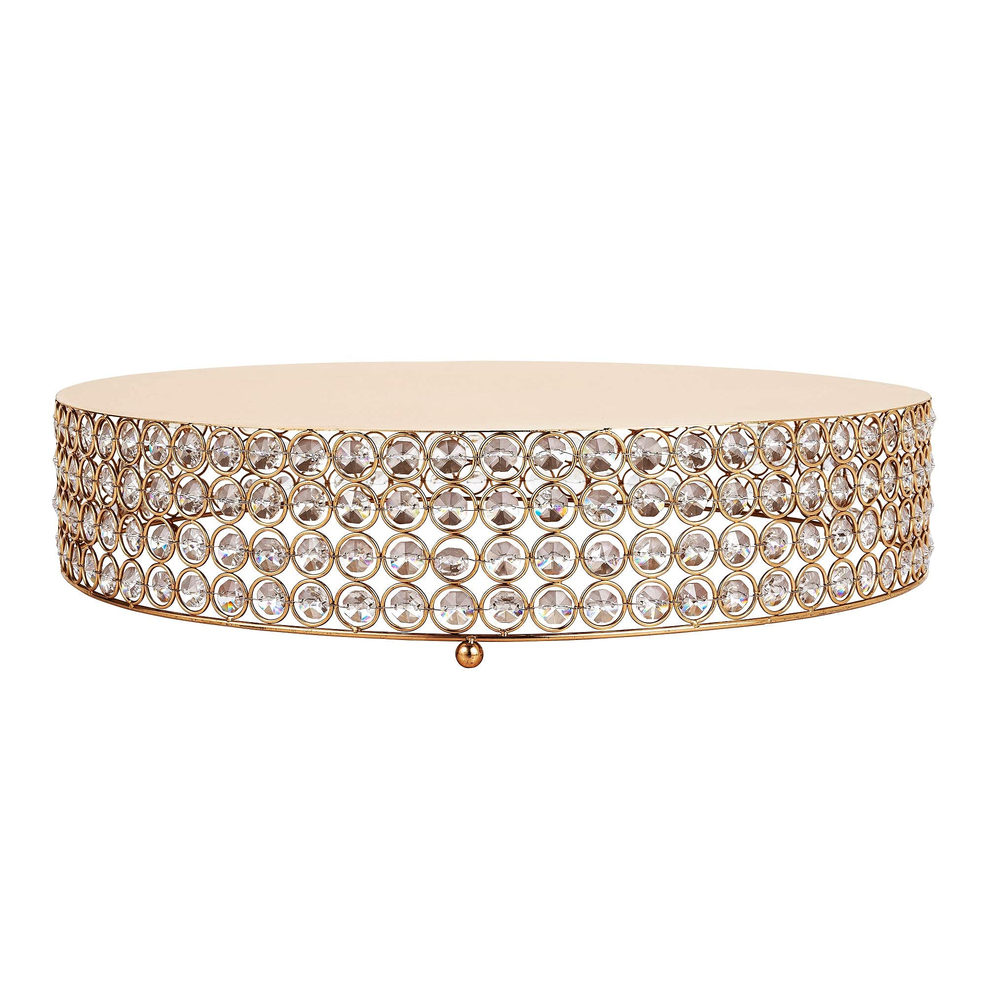 Simply Elegant - 18" Round Crystal Beaded Cake Stand, Large Cake, Dessert Cupcake Pastry Candy Display Plate for Wedding Event Birthday Party Celebration - Gold