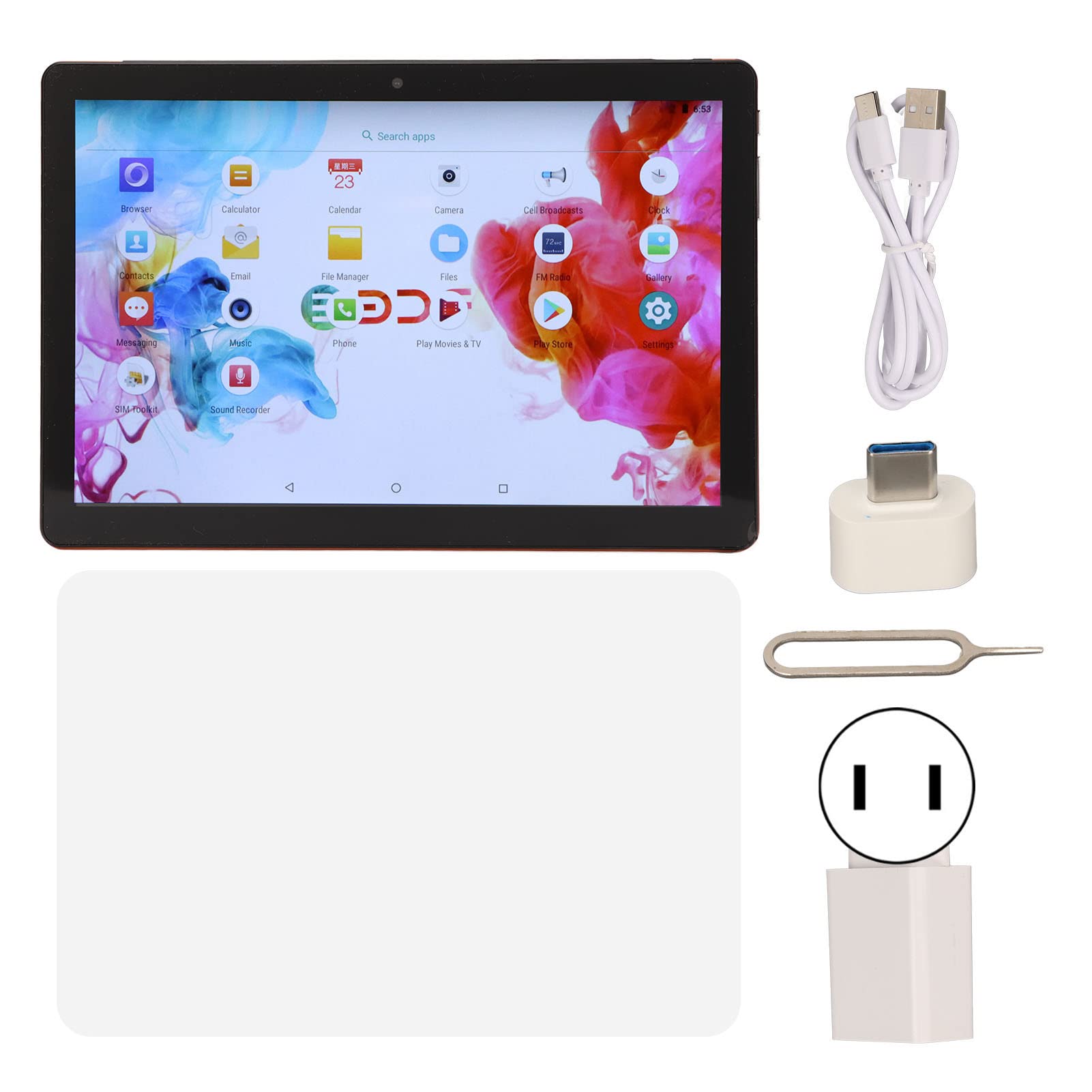 MAVIS LAVEN HD Tablet, 10.1 Inch Tablet 1280x800 100‑240V 10.1in IPS LCD 4GB RAM 64GB ROM for Office (US Plug)