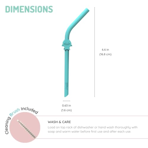 melii Reusable Silicone Animal Straws for Toddlers & Kids with Cleaning Brush β BPA Free, Dishwasher & Microwave Safe (6 Straws)