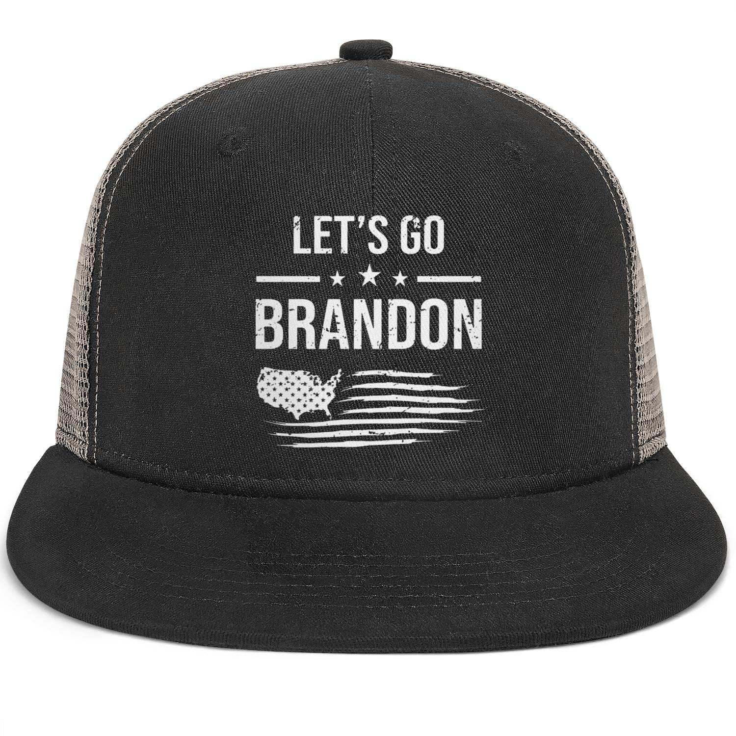 MOWAN Let's Go Brandon Trucker Hats for Men Women Trendy Flat Brim Mesh Baseball Hat Snapback Adjustable Athletic Cap, Charcoal-grey-3, One Size