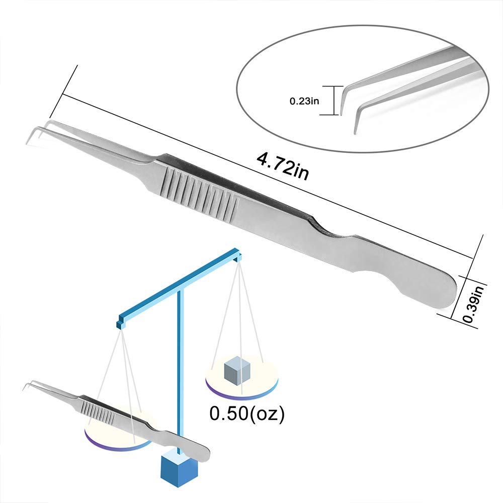 Lash Tweezers for Eyelash Extensions Volume Lash Tweezers Curved Closure Tip Professional Precision Stainless Steel Eyelash Tools Eyelash Extension Tweezers