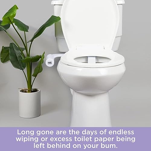 Pure for Men Bidet Toilet Seat Attachment for Home | Dual Self-Cleaning Nozzle (Frontal & Rear Back), Non-Electric Sprayer, Adjustable Water Pressure & Easy to Use | Sleek & Minimalist Design (White)