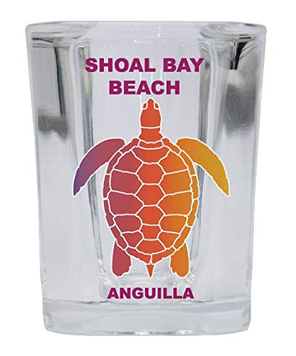 Shoal Bay Beach Anguilla Souvenir Rainbow Turtle Design Square Shot Glass