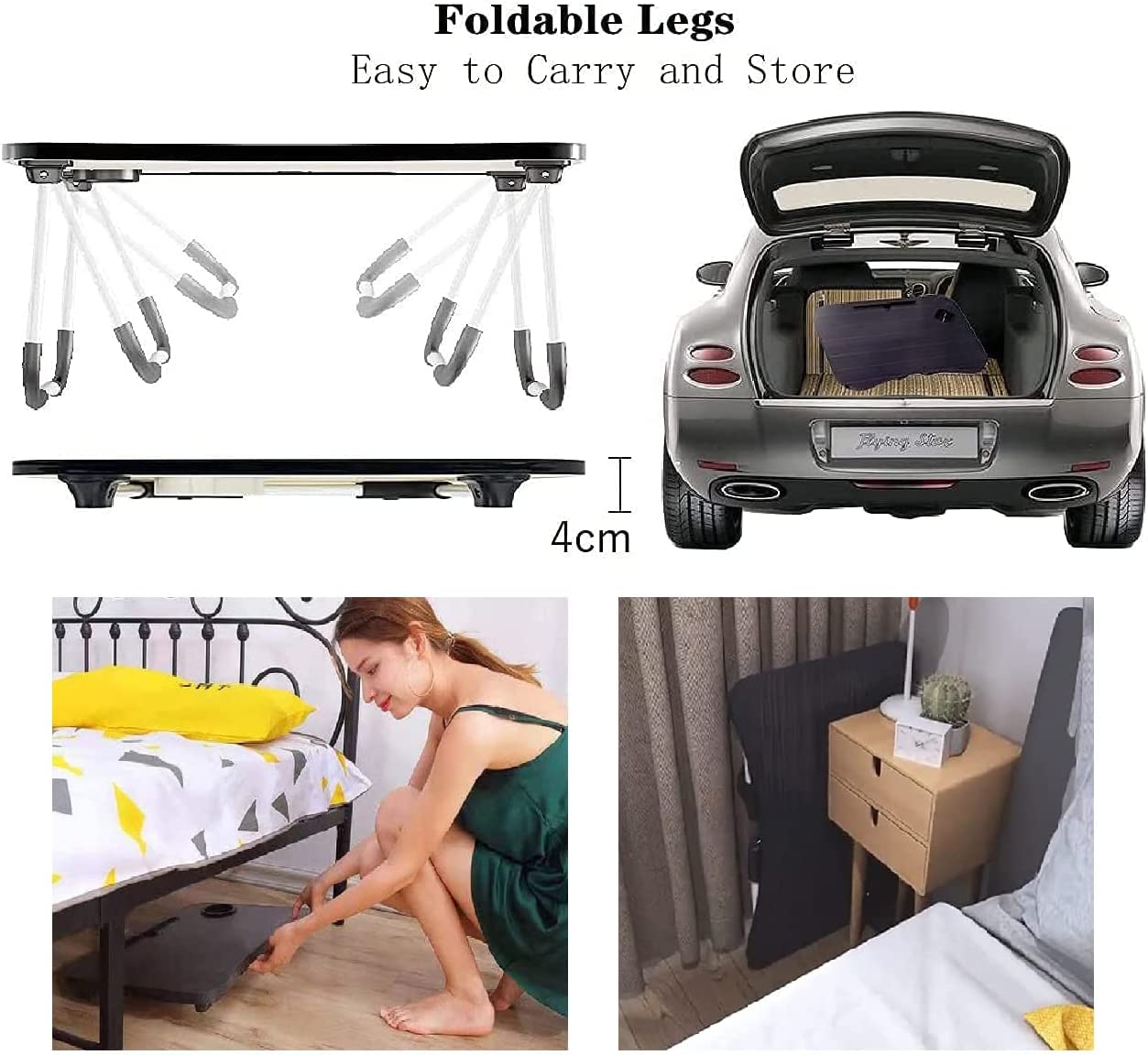 Laptop Bed Table Desk, Lap Desk for Adults, Bed Desk for Laptop and Writing, Laptop Bed Table Tray for Eating and Laptop, Laptop Stand for Bed Couch, Black