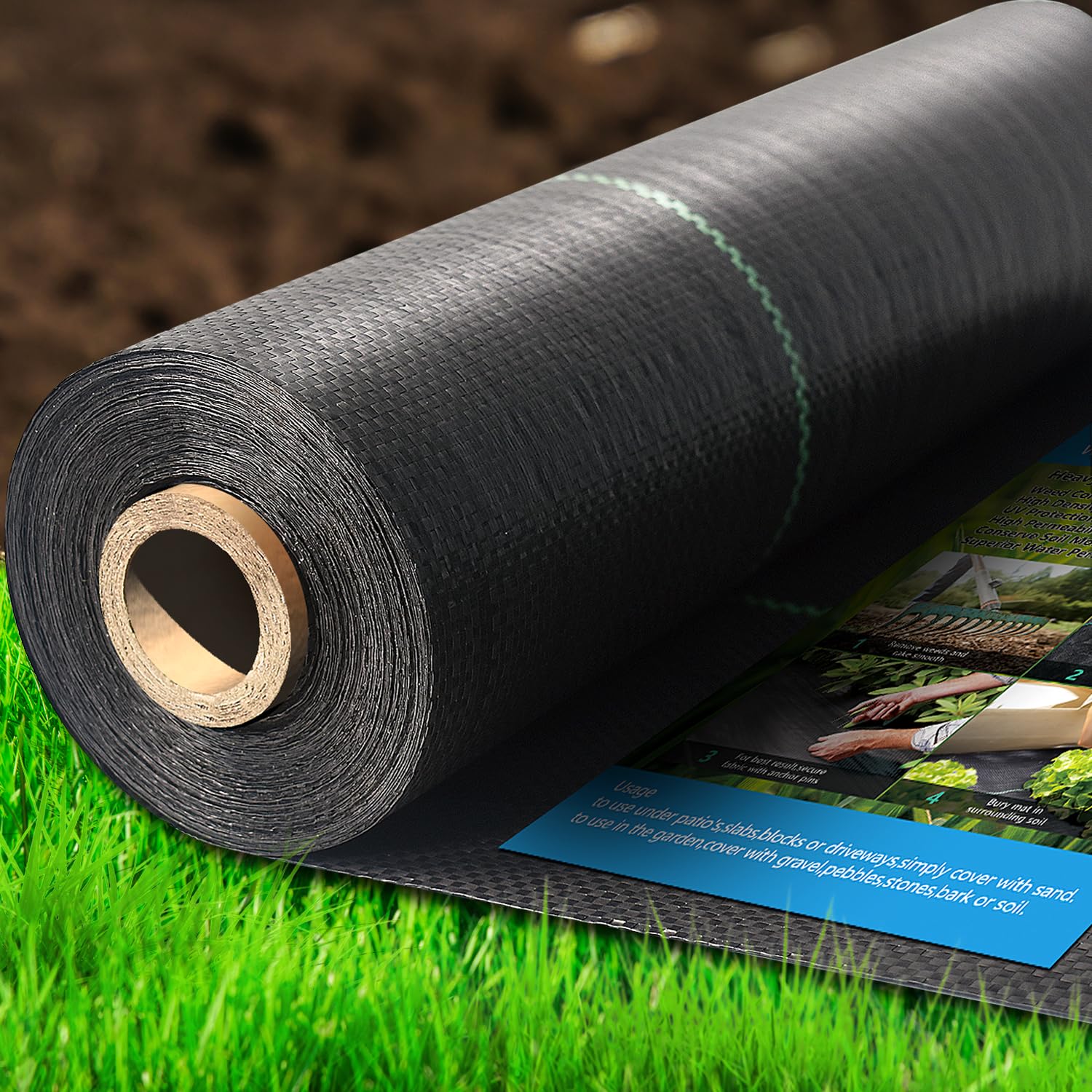 Sunifier Weed Barrier Landscape Fabric Heavy Duty,Garden Fabric Weed Barrier,Black Mulch for Landscaping, Weed Blocker Fabric Garden Bed Cover Garden Supplies (1.3ft x 50ft)