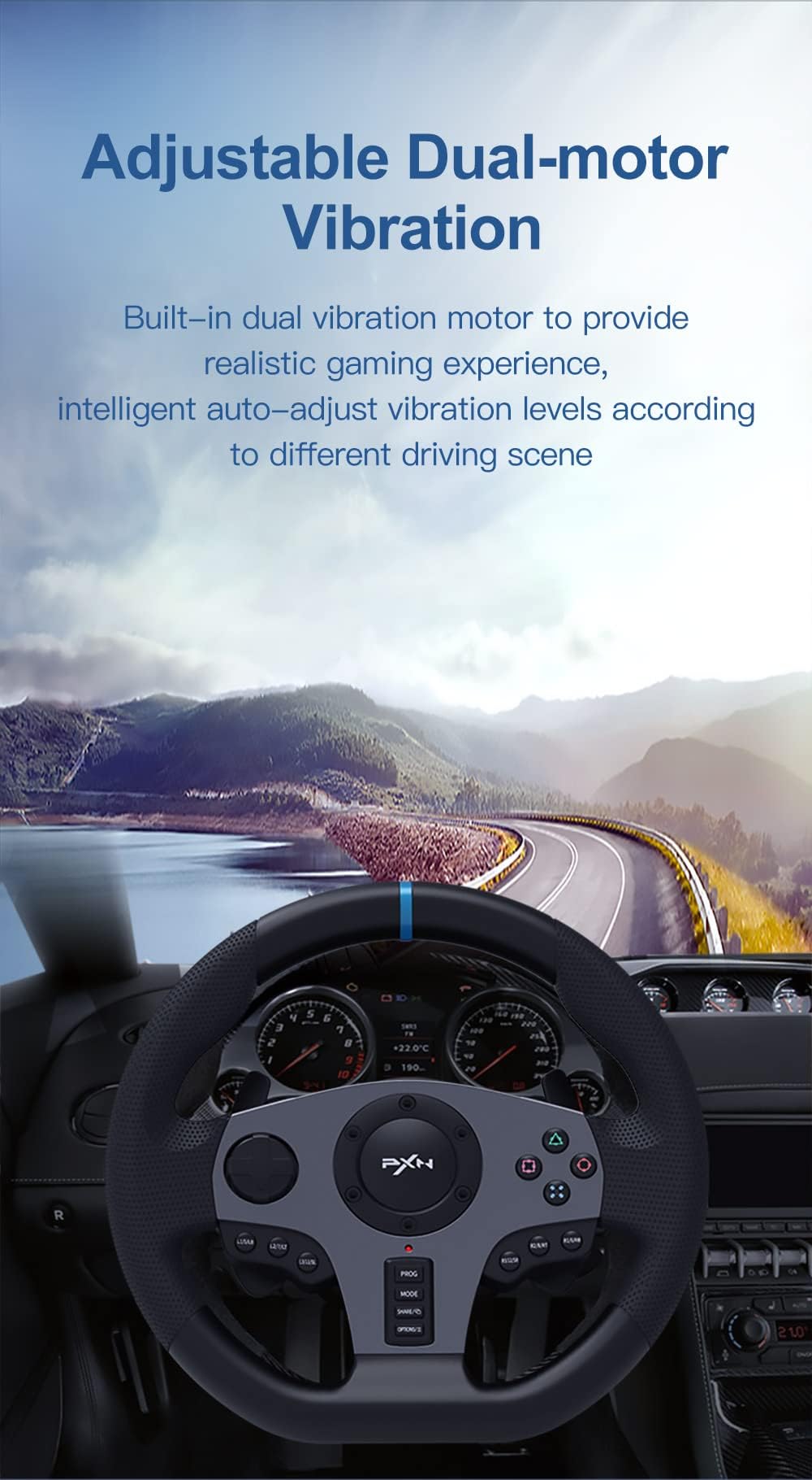 PXN V9 Gaming Racing Steering Wheel, 270/900° Car Simulation, with 3-Pedals and Shifter Bundle Pedal, Paddle Shifters Driving Wheel for PS4, Xbox Series X|S, PS3, PC, Xbox One, Nintendo Switch