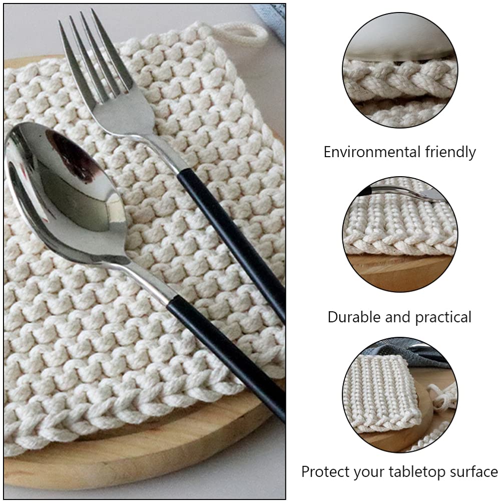 OSALADI Japanese Pot Holders Crochet Woven Hot Dishes Pans Mat Weave Cotton Trivets for Hot Dishes Hot Pot Holders ( 19CM )