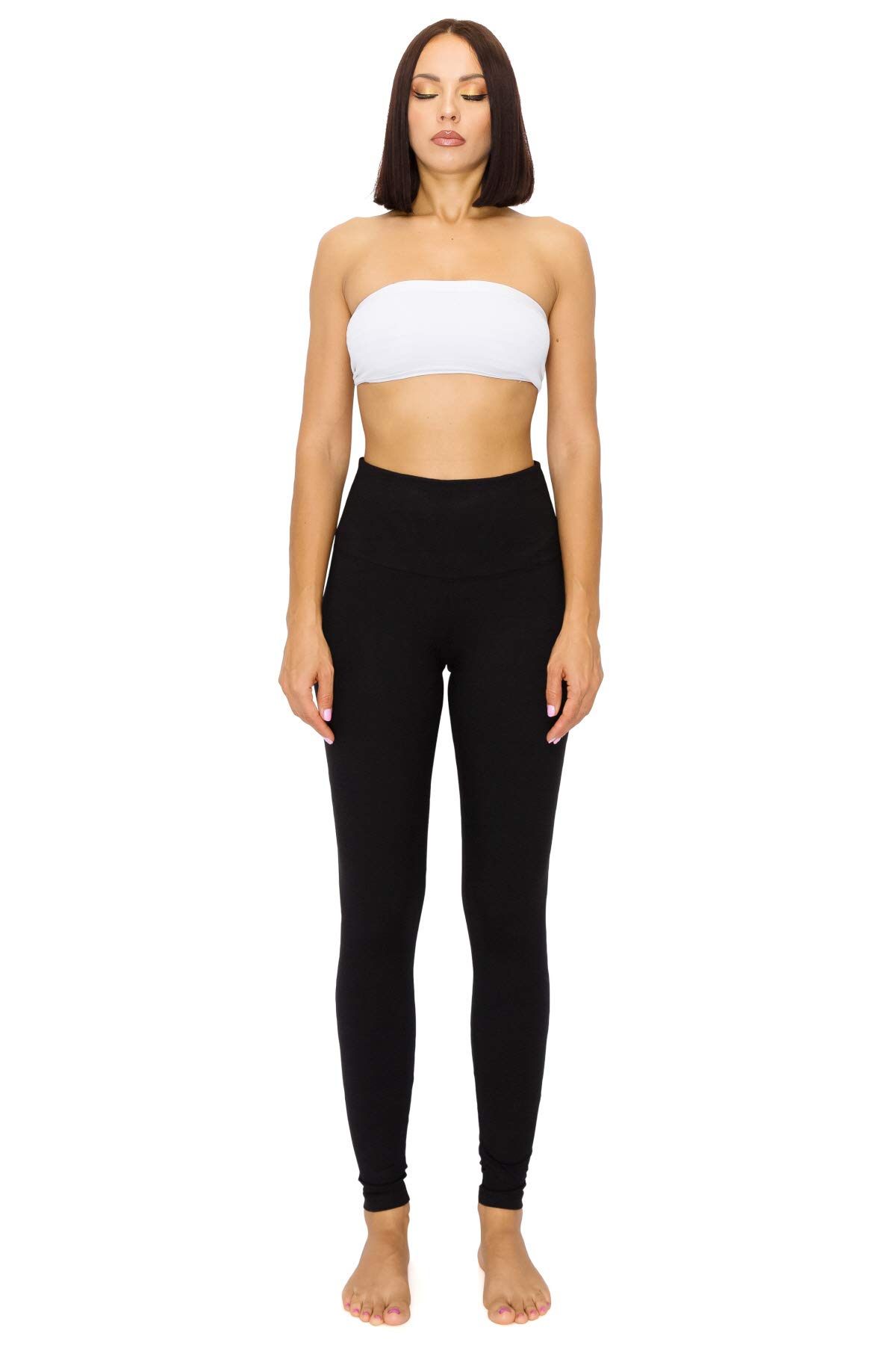 Leggings Depot Womens ActiveFlex 5" Waistband High Waisted Active Leggings Pants (Black, Small)