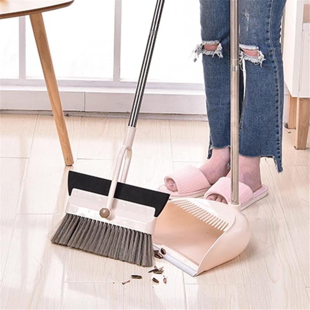 WSJIE Floor Cleaner 2-in-1 Broom Wiper Set Broom Sweeper Household Broom Hair Soft Dustpan Practical Creative Dustless Multifunct