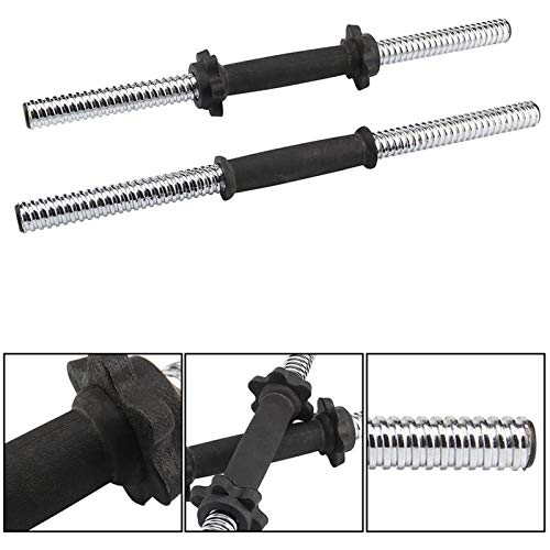 MQQ 2pcs Dumbbell Handles，with Spinlock Collars Weight Lifting Bar 1" Set Fitness Equipment Accessories Rubber Non-Slip Handle Pair Dumbbell Bar Chrome Dumbbell Bars