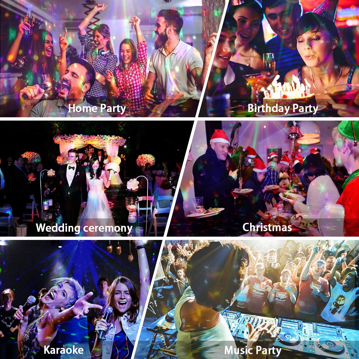 Lukasa Disco Ball Party Lights,Sound Activated Disco Lights with Remote Control,7 RBG Modes Atmosphere Strobe Light for Home Room Dance Birthday DJ Bar Karaoke Xmas Wedding Show Club Pub
