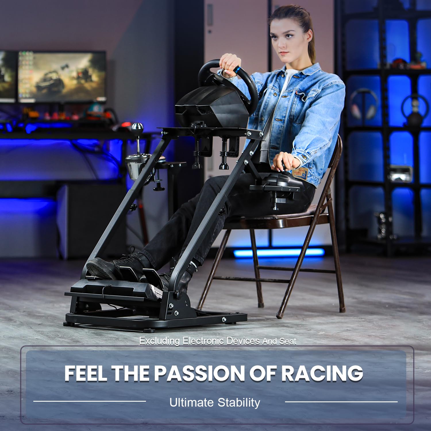 Marada G920 Racing Steering Wheel Stand Adjustable Driving Simulator Cockpit Fit for Thrustmaster T300RS,T500RS,Logitech G929, 923 Wheel & Pedals & Handbrake Purchase Separately