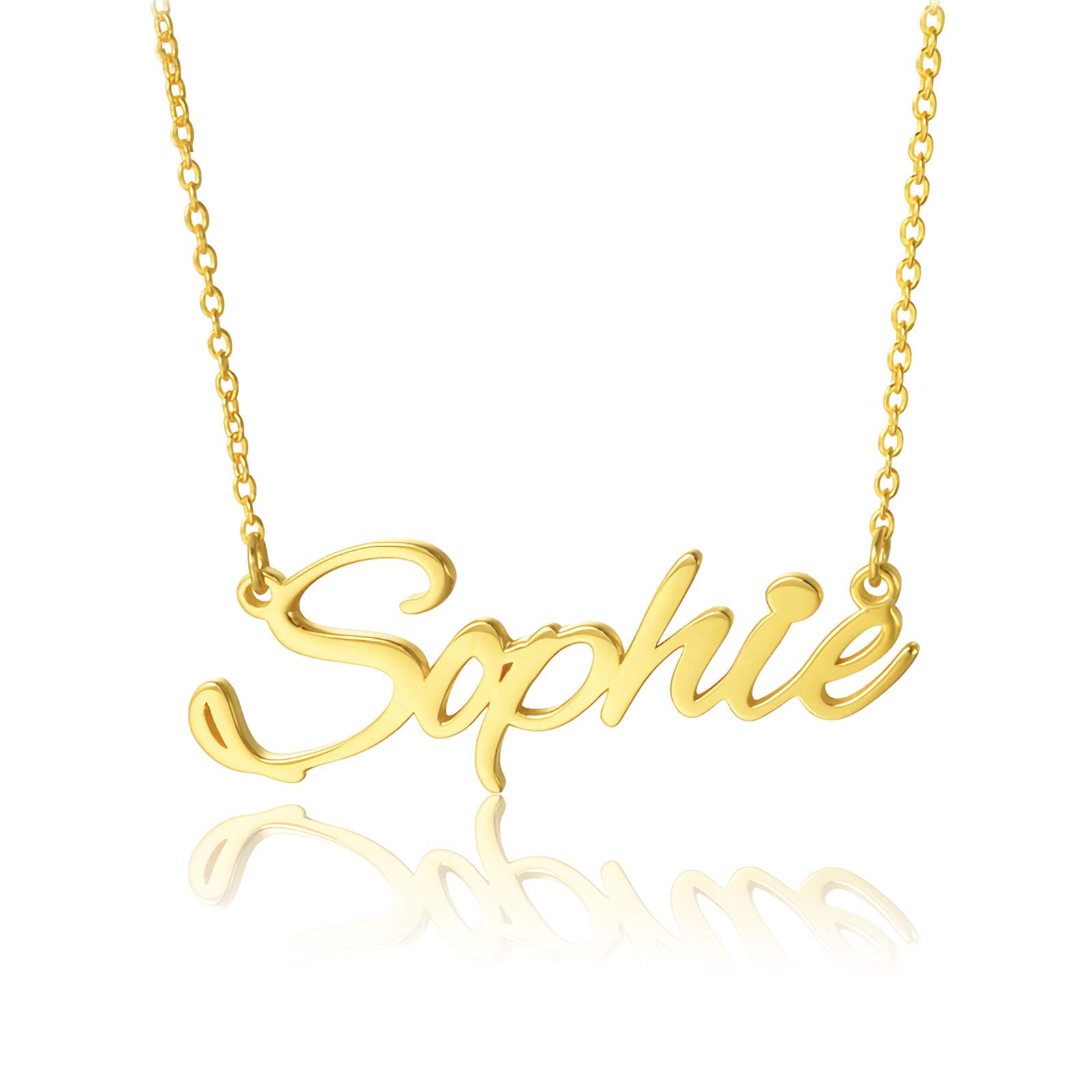 MRENITE 10k 14k 18k Solid Yellow Gold Personalized Name Necklace â Small Dainty Nameplate Jewelry - Custom Any Name Gift for Her Women Daughter Men