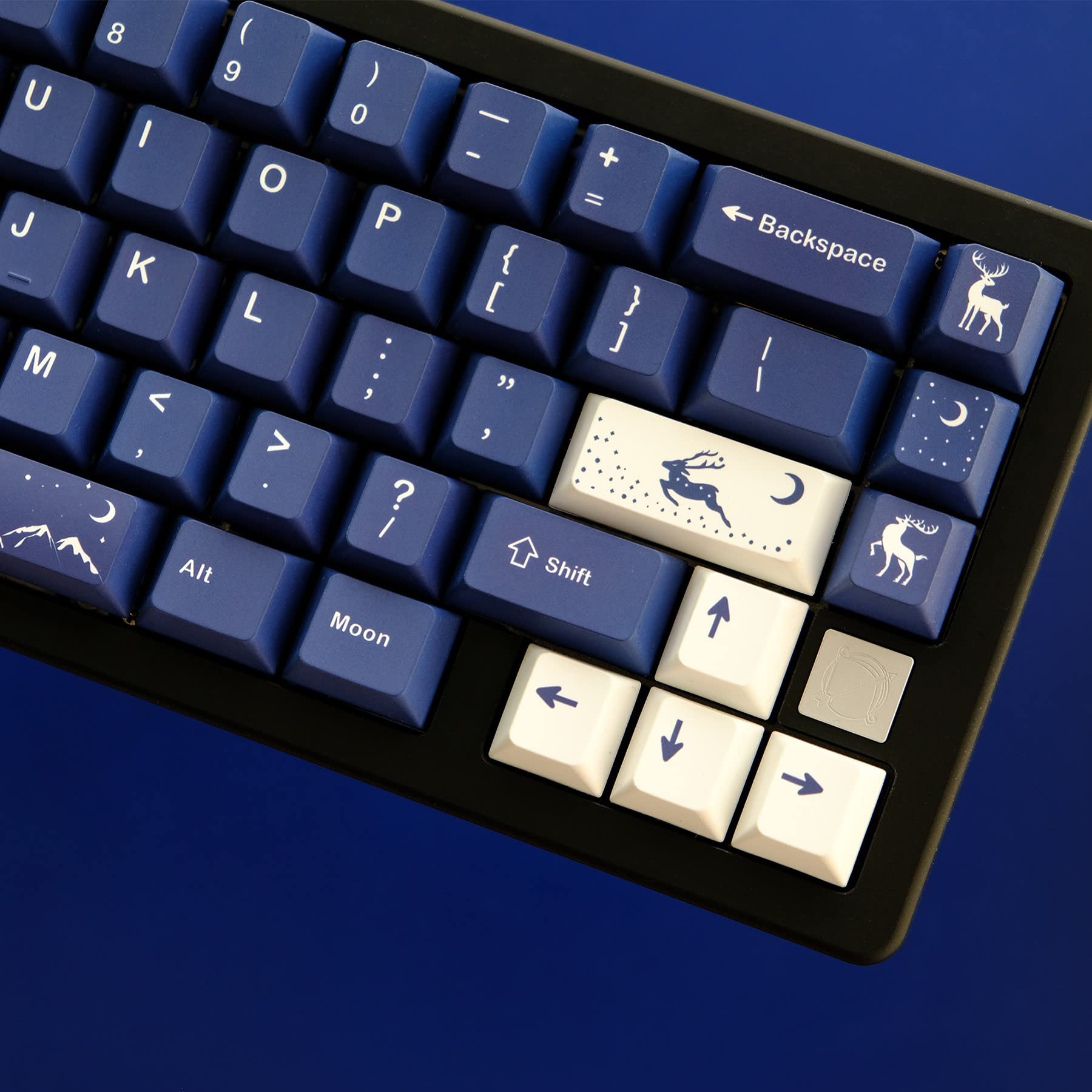 UniCusMech 137 Keys Cherry Profile PBT Dye Sublimation keycap Set for 61/84/104/108 Keys US ANSI Layout Mechanical Gaming Keyboard for Gateron Kailh Cherry MX Switches(Moon Stag)