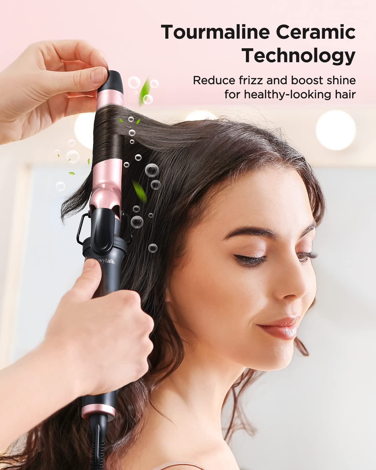 Wavytalk 5 in 1 Curling Iron Set with Three Barrel Curling Iron and 4 Interchangeable Ceramic Fast Heating Wand Curling Iron, Dual Voltage Hair Waver (Rose Gold)