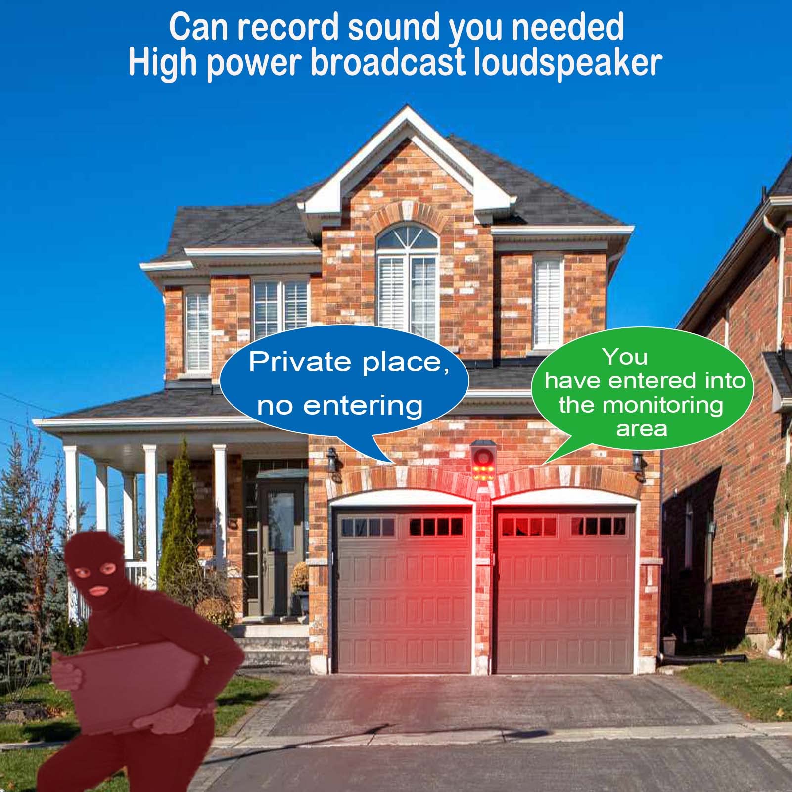 Solar Motion Sensor Alarm Outdoor - 130db Sound Security Siren Light with Remote Controller for Home, Villa,Farm,Barn,Yard,Chicken coop