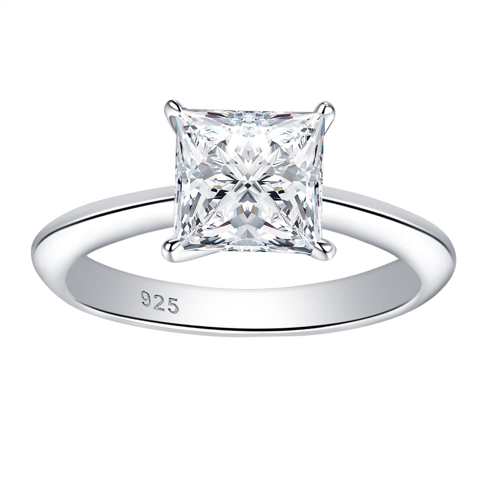 Newshe Wedding Bands for Women Engagement Anniversary Eternity Ring White Cz 925 Sterling Silver Size 5-10 (Cushion halo, 6)
