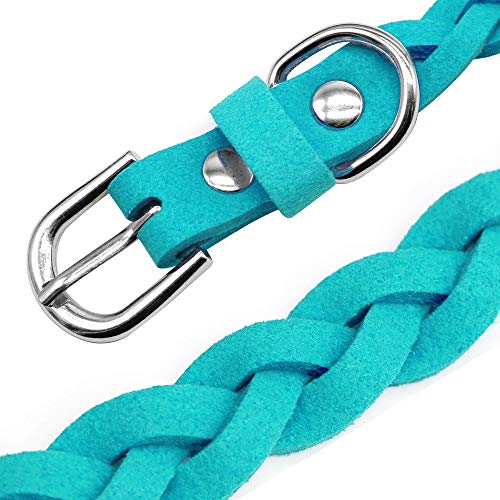 Leather Dog Collar Braided Dog Puppy Cats ID Collar with Name Personalized Engraved for Small Medium Dogs Free Bell (Color : Red Size : S Code)