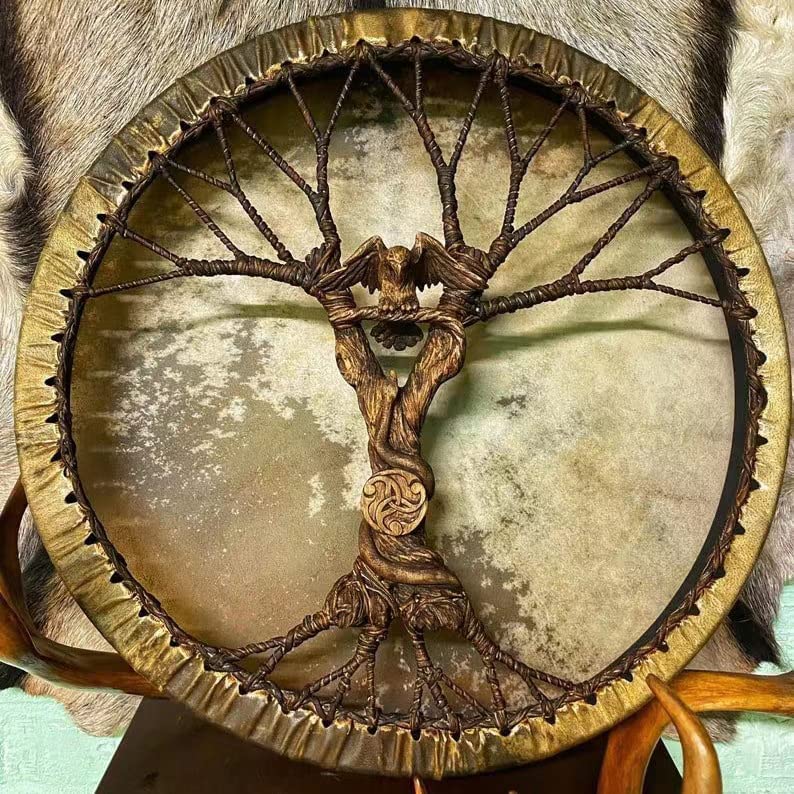SGZJGBYH Tree Of Life Siberian For Adults Shaman Drum,Bodhran Multifunctional Music Drum YS-001