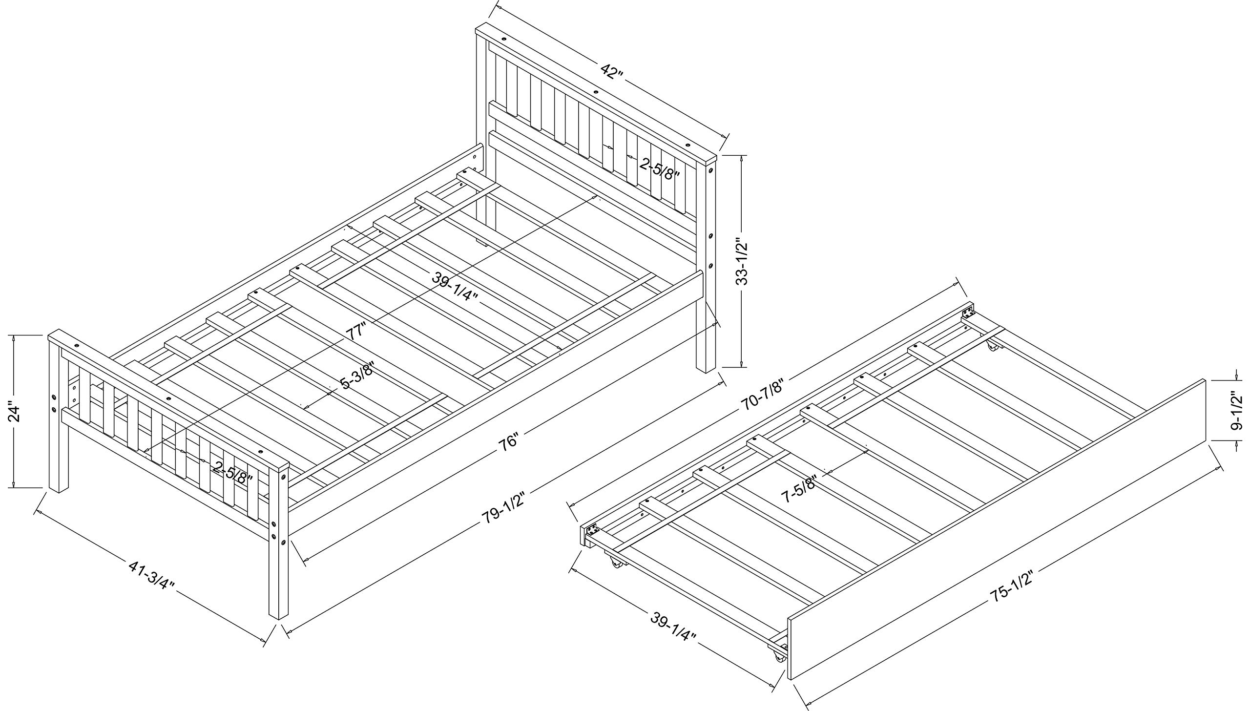 Lifeand Twin Bed with Trundle, Platform Bed Frame with Headboard and Footboard, for Bedroom Small Living Space,No Box Spring Needed,Espresso