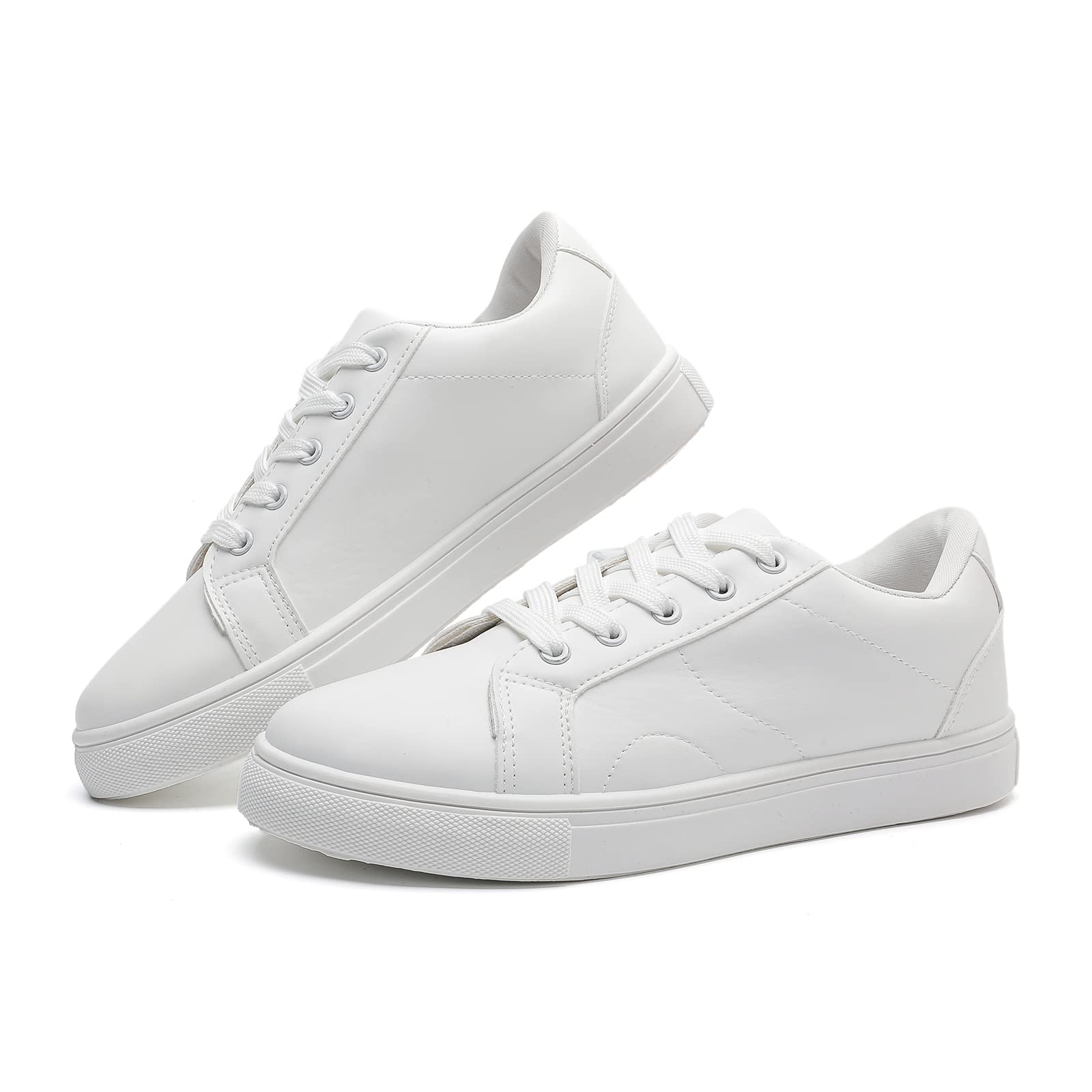 MEMON Women Platform Sneakers White Comfortable Walking Casual Lace Up Fashion Sneakers(ME2305-White-39)