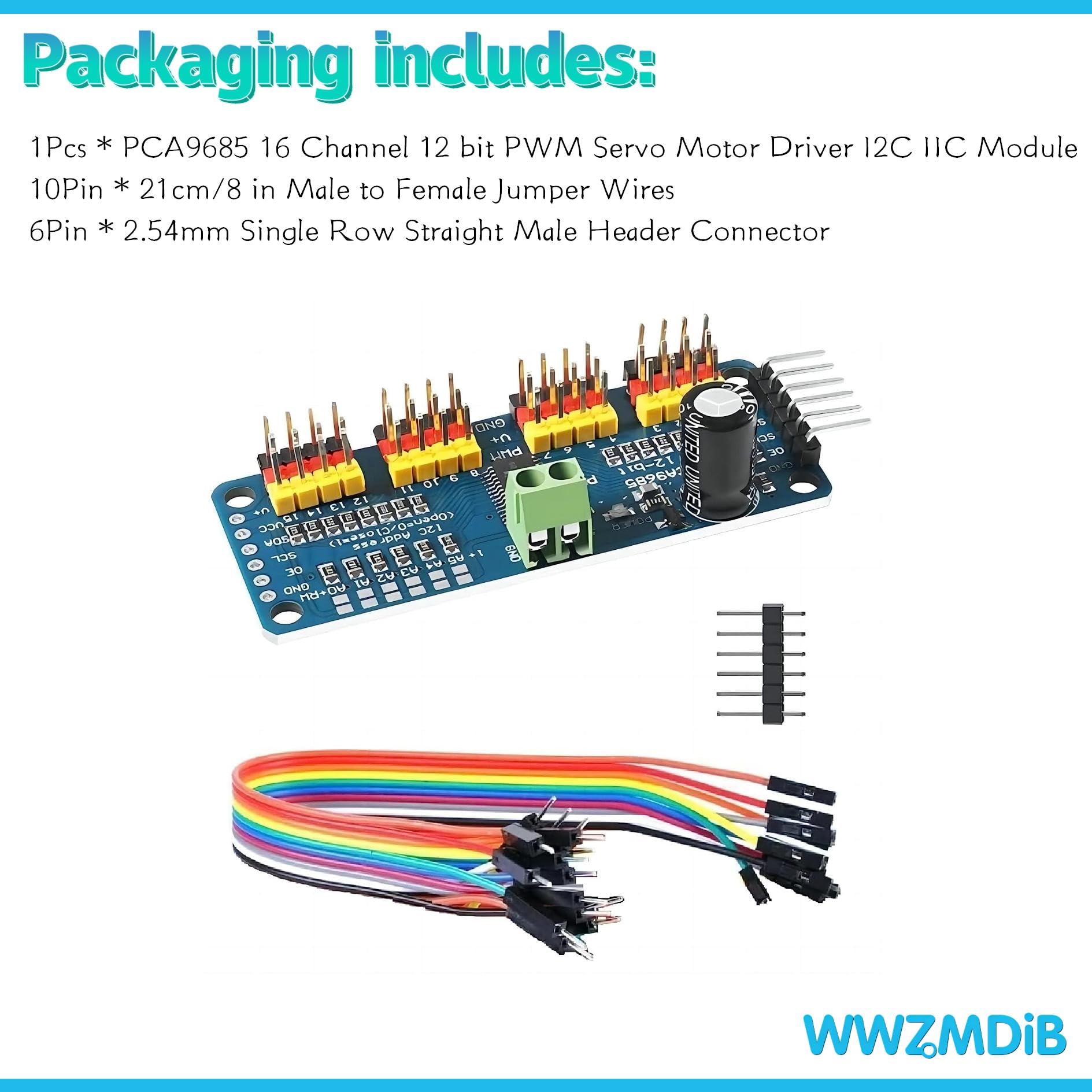 WWZMDiB PCA9685 16 Channel 12 bit PWM Servo Motor Driver I2C IIC Module for Arduino Raspberry Pi Zero/Zero W/Zero WH/2B/3B/3B+ and Robot