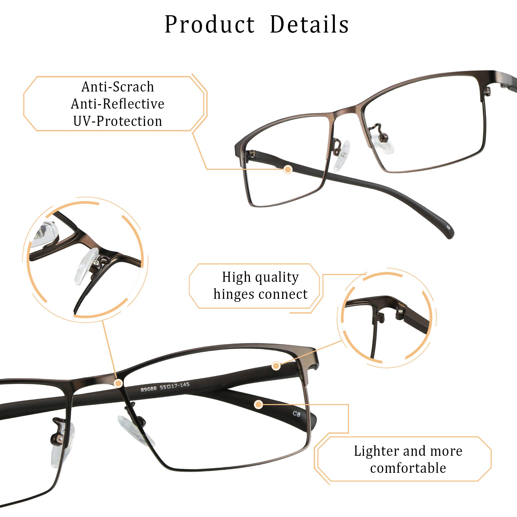 LifeArt Blue Light Blocking Glasses, Anti Eyestrain, Computer Reading Glasses, Gaming Glasses, TV Glasses for Women Men, Anti Glare (Brown, 2.25 Magnification)