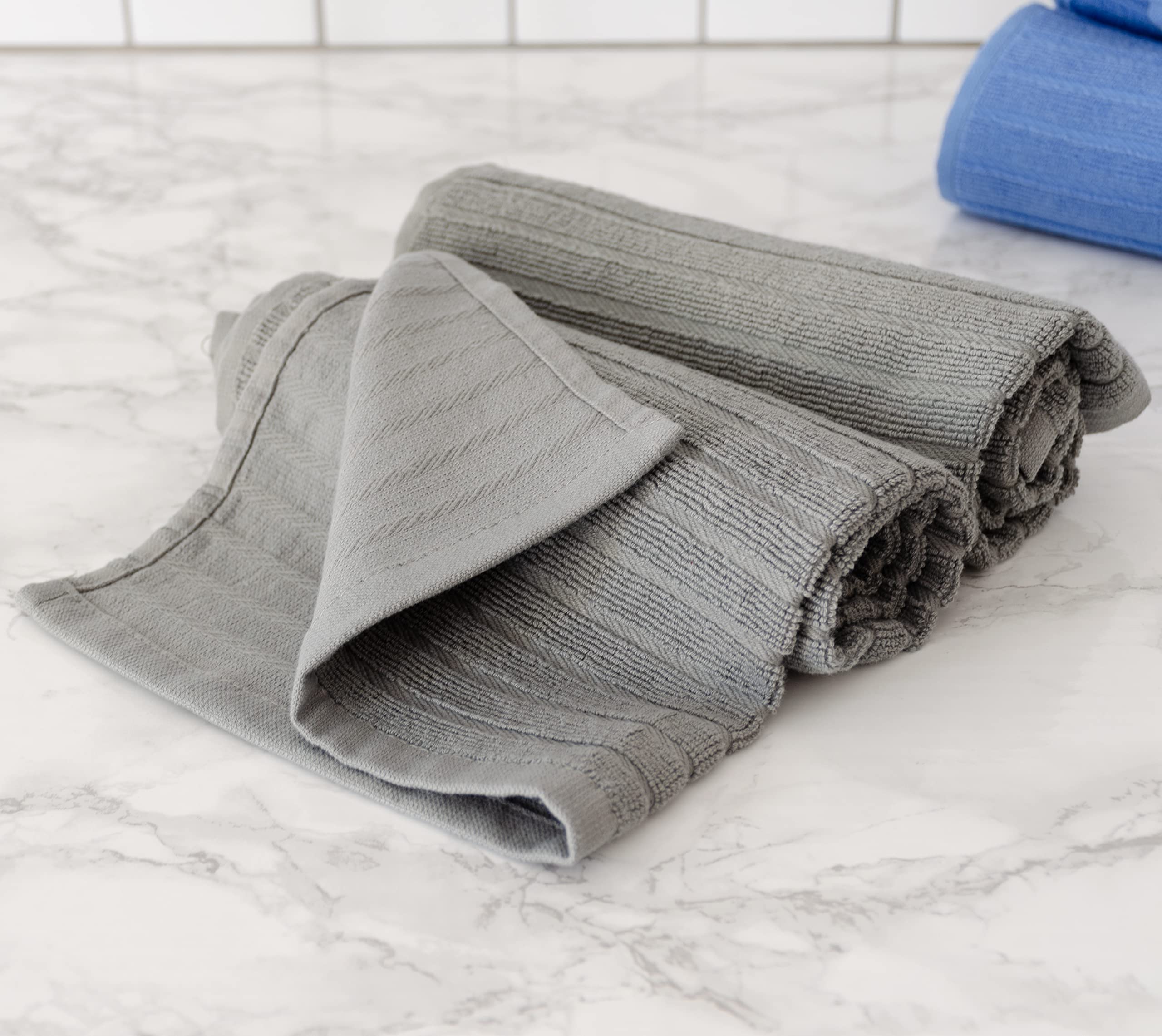 otinom 100% Cotton Terry Kitchen Dish Hand Towels - 6-Pack, 28 X 15 inches, 480 GSM