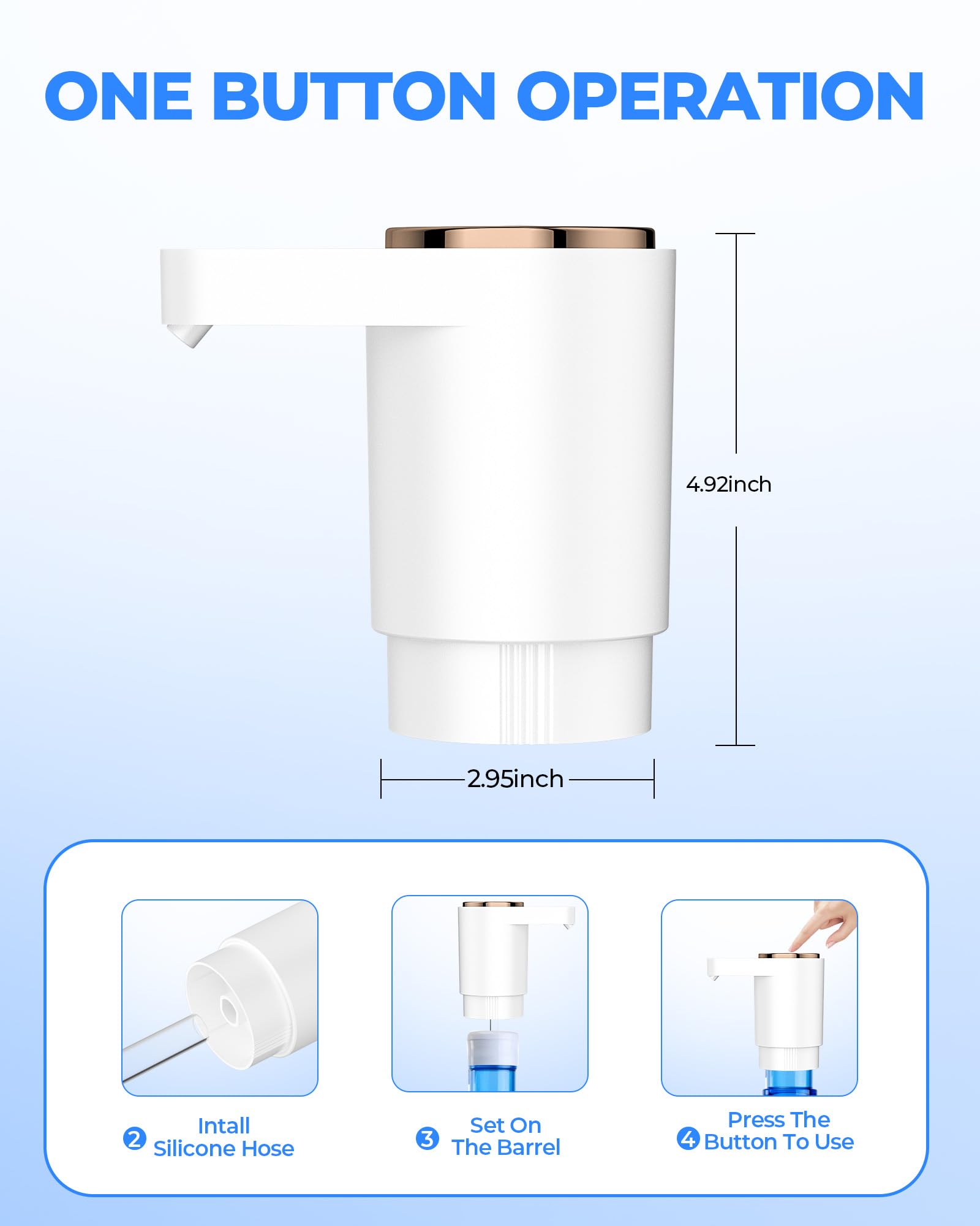 Water Bottle Pump, Portable Electric Water Dispenser Pump for 5 Gallon Bottles - USB Charging, Automatic Switch, Rechargeable Battery for Home Kitchen Room Camping