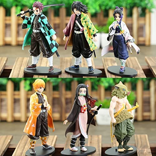 Qivmreti 6pcs Dé.mon Slayer Toy,Dé.mon Slayer Figures,Dé.mon Slayer Action Figure,Tanjirò Kamadò Figure,Tanjirò Kamadò Action Figure,Tanjirò Kamado Toy (Blue)