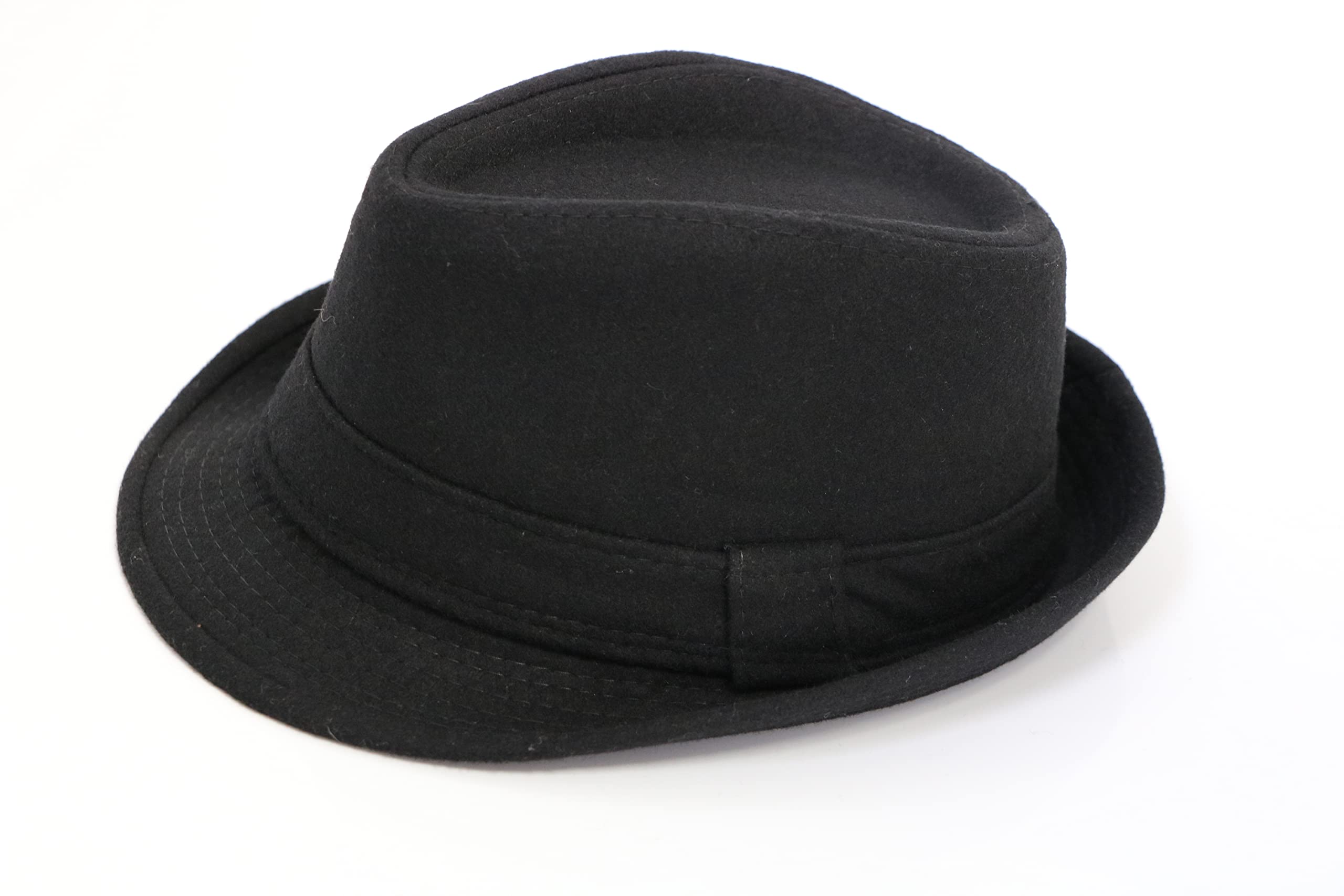 Unisex Classic Manhattan Fedora Hat Women Timelessly Felt Short Brim Gangster Trilby Hat for Men(Size:M)