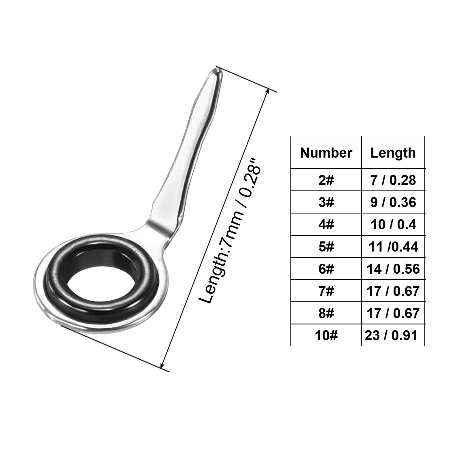 PATIKIL 0.94mm Fishing Rod Guide Repair Kit, 8 Pack Iron Eyelet Replacement for Saltwater Freshwater Fishing, Silver