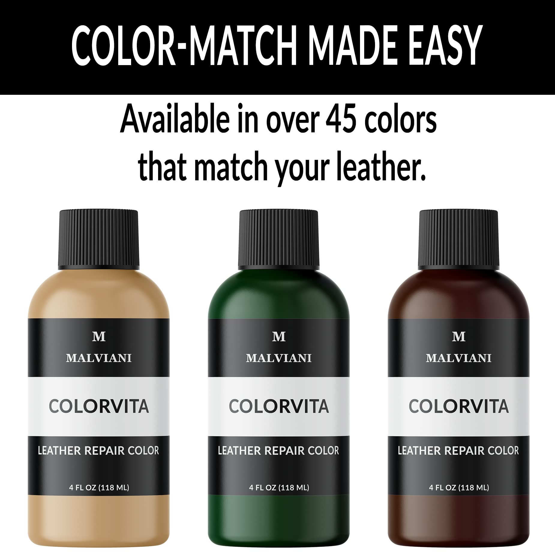Leather Repair Color Restorer - White Ivory - Furniture, Car Seat, Couch, Vinyl, Bag & Shoes - 4 oz.
