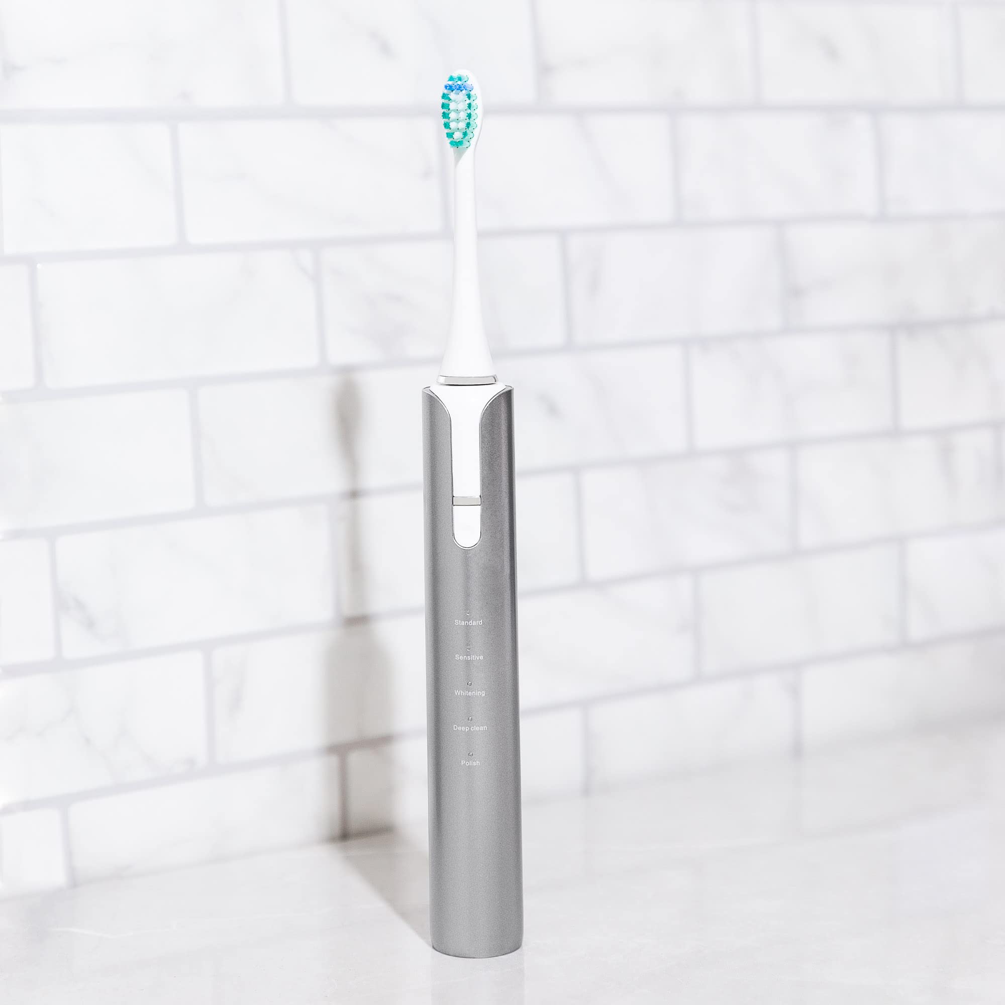 Soniclean Lux Sonic Toothbrush for Adults with 6 Toothbrush Heads, Rechargeable Toothbrush, Automatic Toothbrush, Sonic Toothbrush with Refills, Platinum