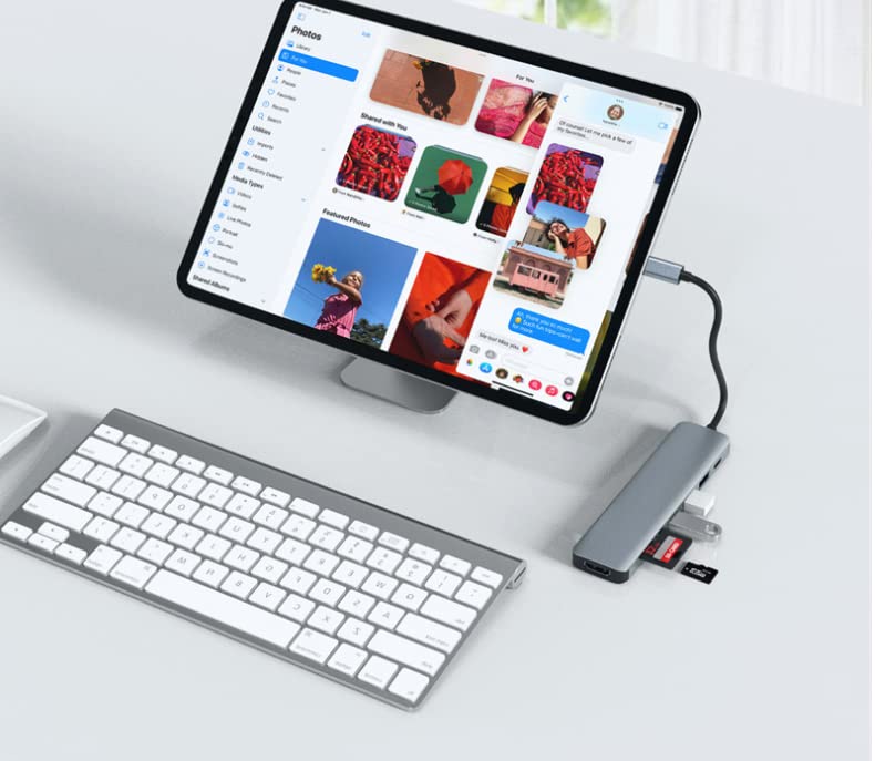 USB C Hub,7 in 1 USB C to HDMI Multport Adapter,Compatible for MacBook Pro, Chromebook, XPS, and USB C Devices (4K HDMI+100W PD+USB3.0 +USB2.0 * 2+SD/TF Card Reader)