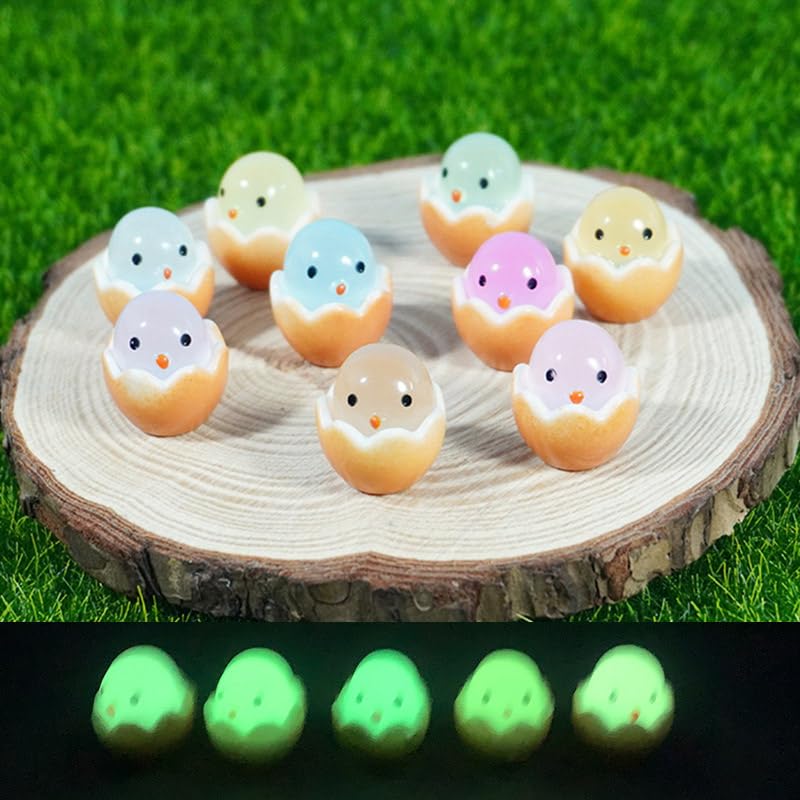 Ximimark 30pcs Luminous Cute Eggshell Chick Play House Toy Egg White Resin Car Decoration DIY Jewelry Accessories Children Surprise Gift